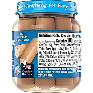 Gerber Mealtime for Baby Lil’ Sticks, Chicken Sticks, Packed in Water, No Nitrates or Nitrites Added, for Crawlers 10 Months & Up, 2.5-Ounce Jar (Pack of 10 Jars)