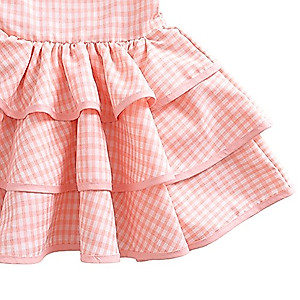 YOHA Baby Girls Ruffle Dress Baby Shower Dress Girls Birthday Festival Dress Easter Christmas Holiday Toddler Dress Pink Plaid,100