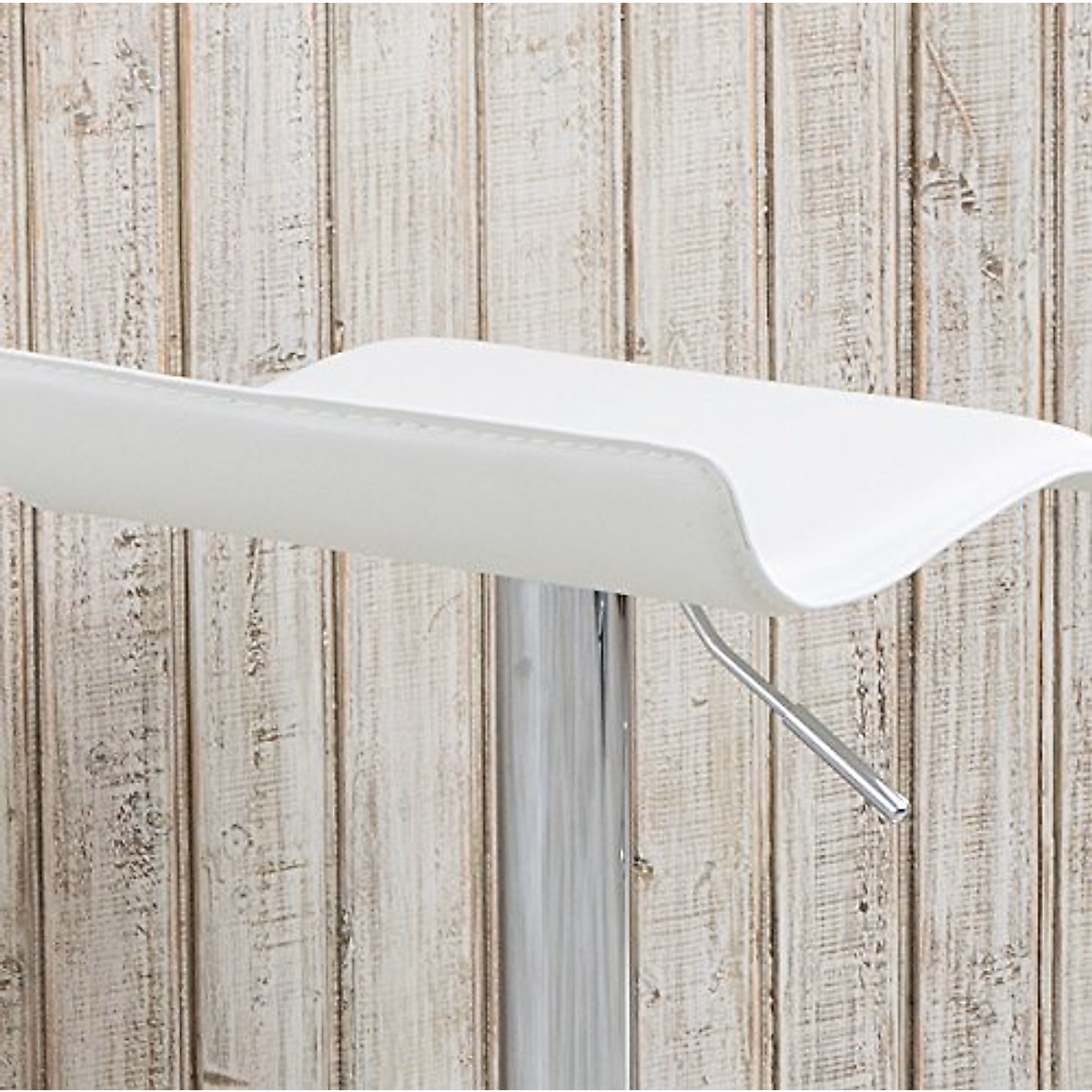 Roundhill Furniture Contemporary Chrome Air Lift Adjustable Swivel Stools with White Seat, Set of 2