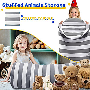 LAHAQIQI Stuffed Animal Storage Bean Bag Cover for Kids Plush Toys Organizer Bags for Boys and Girls A Full-length Zipper Cylinder Room Furniture Decor - Organize, Sit, Play & Box