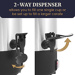 Elite Cuisine CCM-035 Maxi-Matic 30 Cup Electric Coffee Maker Urn, Removable Filter For Easy Cleanup, Two Way Dispenser with Cool-Touch Handles, Stainless Steel