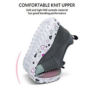 GEERX CARA Girls Slip On Athletic Sneaker Lightweight Sport Walking Running Tennis Shoe (Toddler/Little Kid/Big Kid) Grey Purple Rainbow Size 2