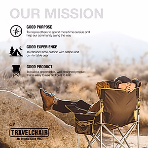 TravelChair Big Kahuna Chair, Supersized Camping Chair, 800lb Capacity, Brown/Lime, One Size (599)