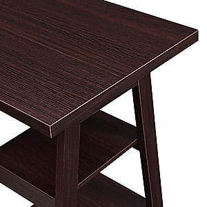 Convenience Concepts Designs2Go Double Trestle Desk with Shelves, Espresso