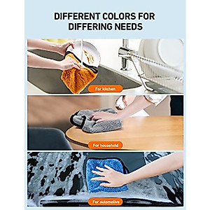 AstroAI Microfiber Towels for Cars, 6-Pack Absorbent and Reusable Microfiber Cleaning Cloth for Car/Domestic Cleaning, Yellow, Blue, Gray, 16" x 16"