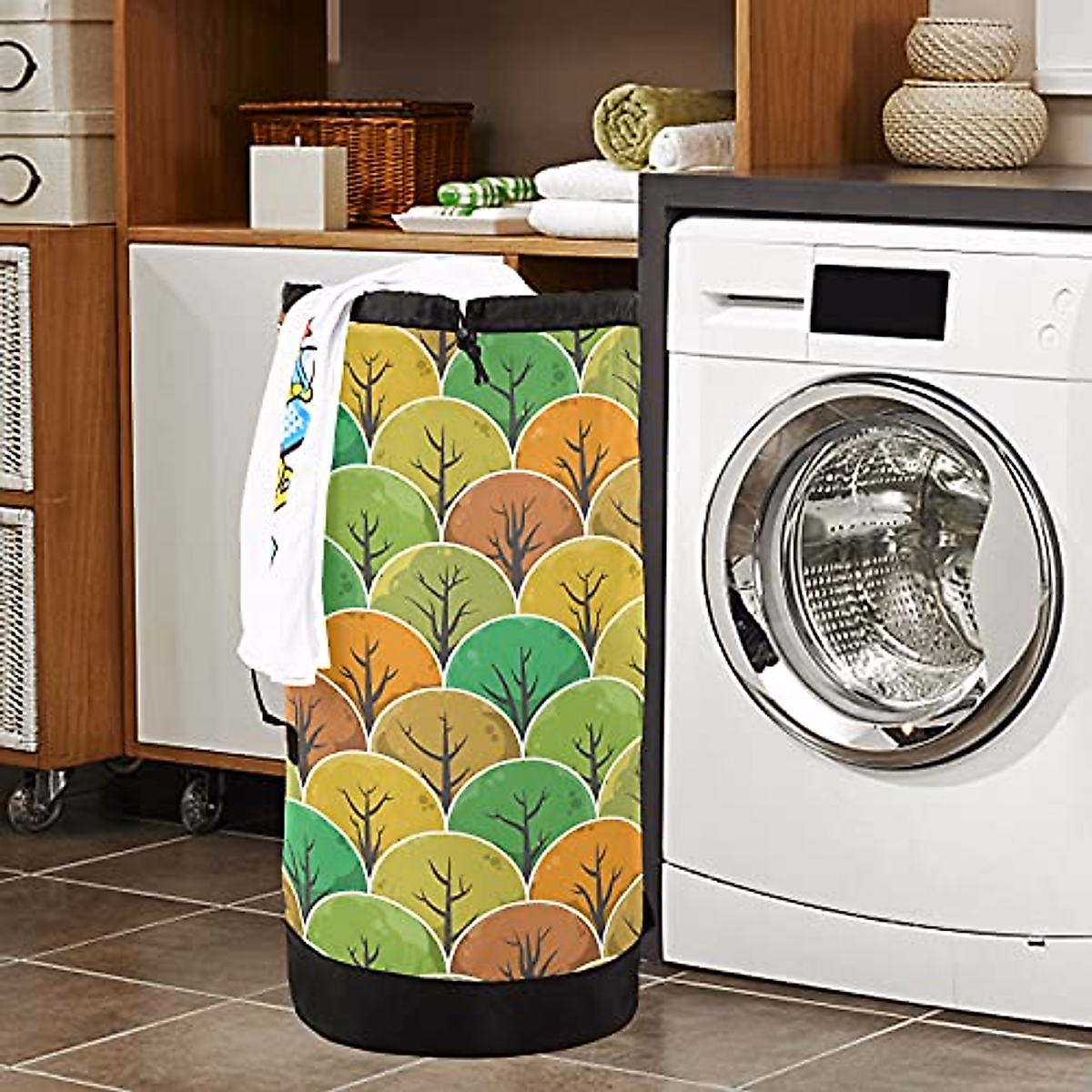 Happy Thanksgiving Tree Laundry Bag Heavy Duty Laundry Backpack with Shoulder Straps Handles Travel Laundry bag Drawstring Closure Dirty Clothes Organizer For College Dorm, Apartment, Camp Travel