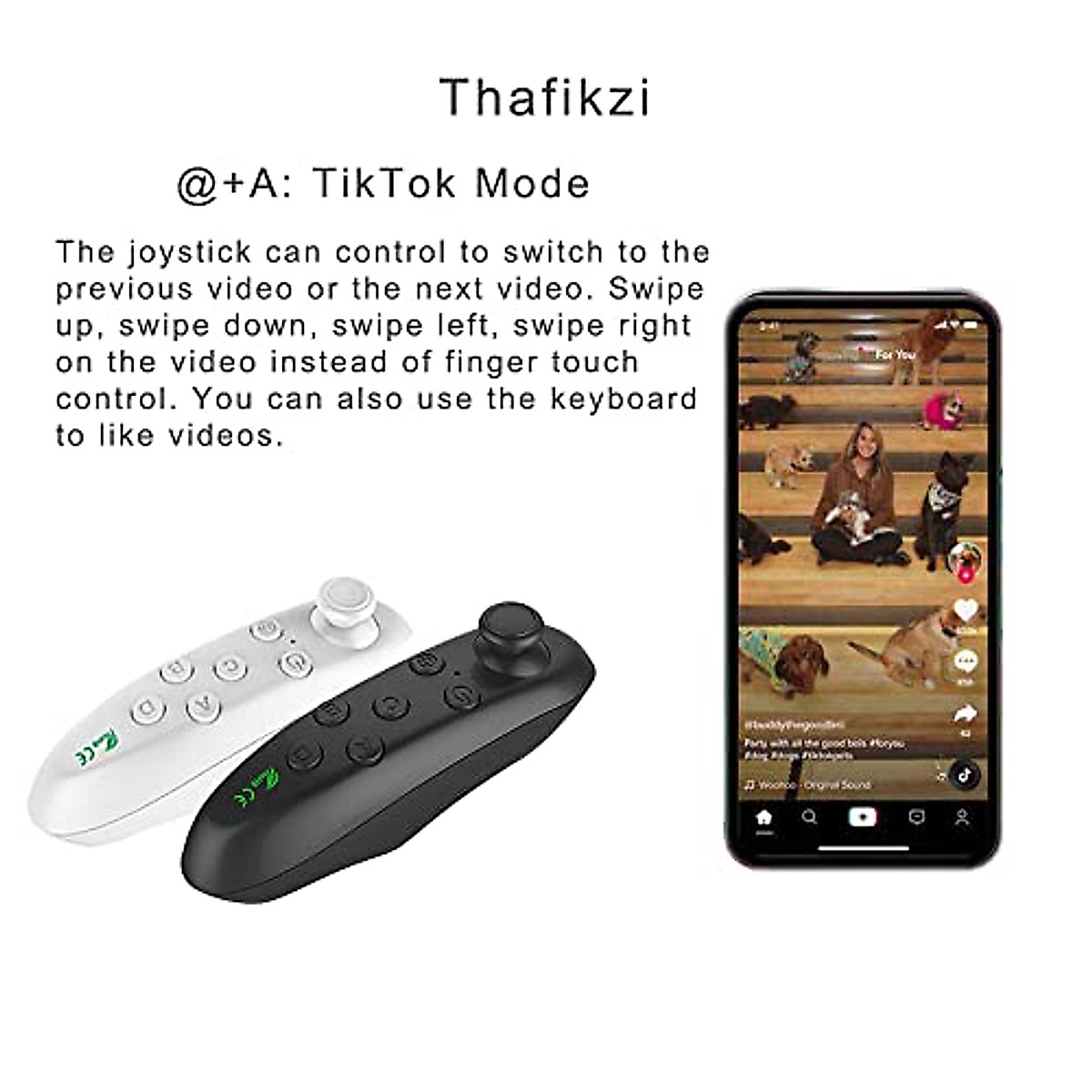 Wireless VR Remote Control for Phones Controller for Tiktok Compatible with iOS/Android, Joystick Remote for iPhone/iPad/Android Phones/Tablet to Control Music Tiktok Video, Selfie, Mouse (Upgrade)