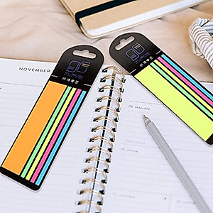 Tofficu 2 Boxes Sticky Note Pads Set Long Page Markers Index Tabs Colored Bookmarks Fluorescence Page Marker Style 2