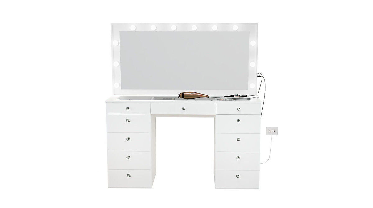 Boahaus Orla Extra Large Makeup Vanity with Lights & Storage