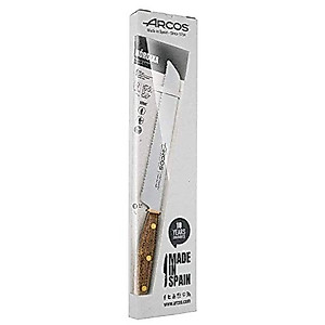 ARCOS Bread Knife 8 Inch Nitrum Stainless Steel and 200 mm blade. Obtain a great variety of cuts for your food. Ideal knife for daily domestic use. Series Nordika. Color Brown.