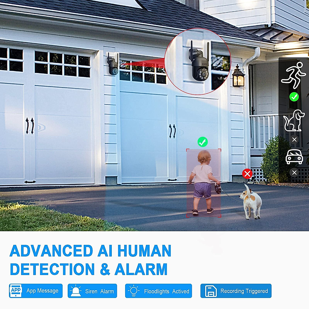 [3K Security Camera Outdoor] Color Night Vision, Wireless PTZ Cameras for Home Auto Tracking, IP66 2-Way Audio,3K WiFi Camera for Indside/Outside Security,Human Detection, 360° View,C102