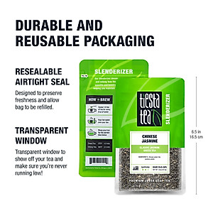 Tiesta Tea - Chinese Jasmine | Loose Leaf | Classic Jasmine Green Tea | Premium Blend | Medium Caffeinated Green Blend | Make Hot or Iced & Brews Up to 25 Cups | 1.8 Ounce Resealable Pouch