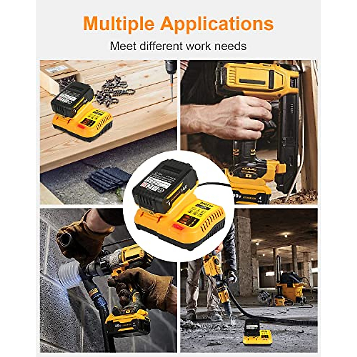 Replacement for Dewalt 20V Battery Charger DCB112, Compatible with Dewalt 12V 20V Max Lithium Battery DCB201 DCB204 DCB205 DCB206 DCB120 DCB127 DCB112 DCB115 DCB118 DCB107 DCB105 DCB102