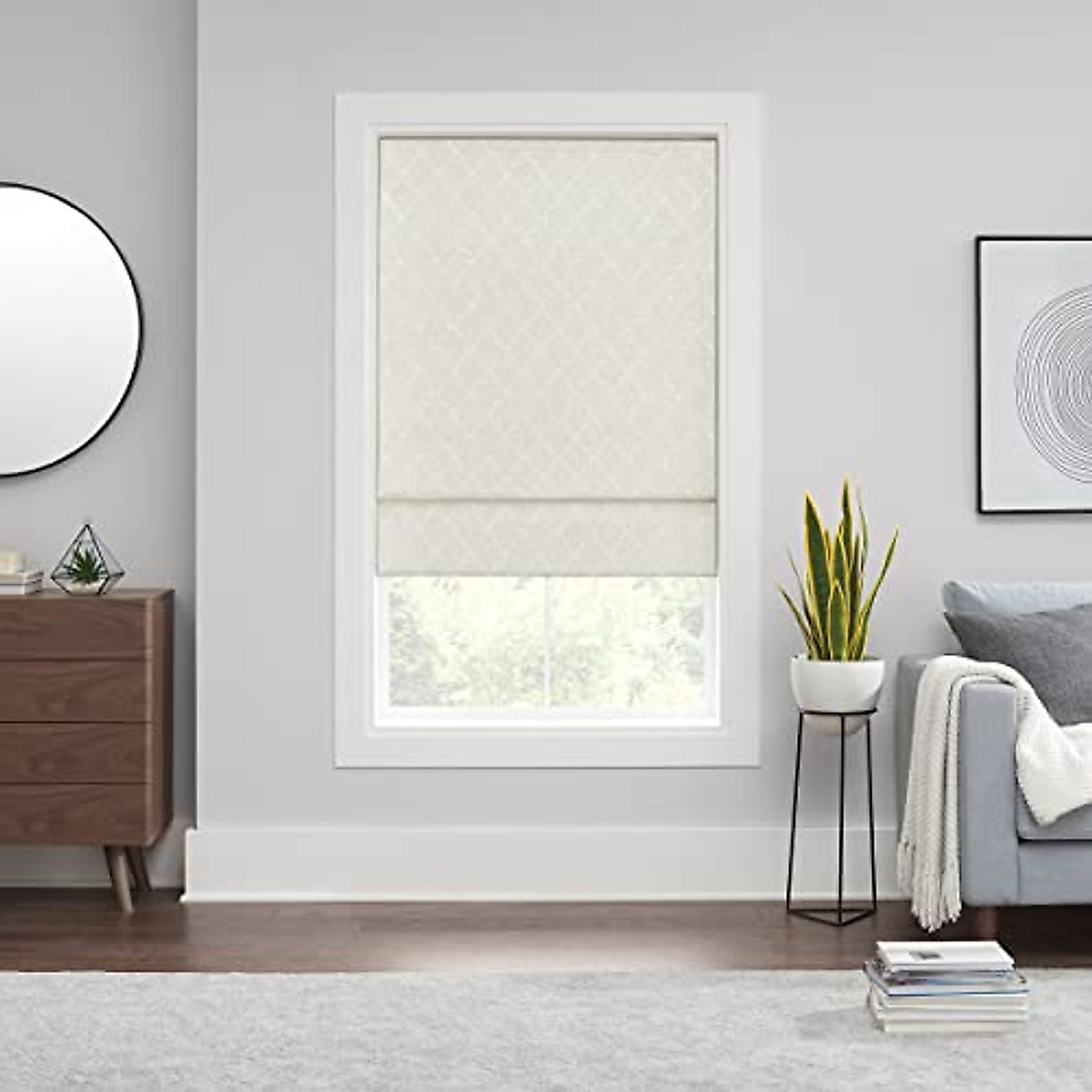 ECLIPSE Darien Insulating Blackout Cordless Lined Window Roman Shade for Living Room, 39 in x 64 in, Ivory