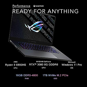 ASUS 2022 ROG Zephyrus G15 15.6" 240Hz QHD Gaming Laptop, AMD Ryzen 9 6900HS, 16GB DDR5 RAM, 1TB PCIe SSD, GeForce RTX 3080 8GB, Backlit Keyboard, HD Webcam, Win 11 Pro, Gray,32GB USB Business Card