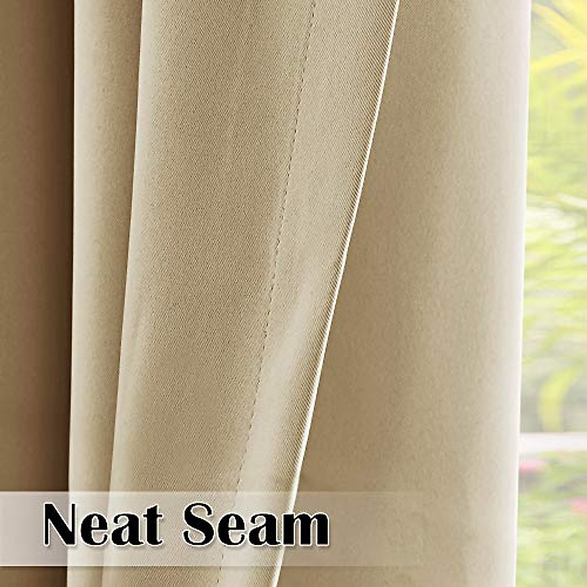 StangH Outdoor Curtains Beige Waterproof - Thick Fabric Light Blocking Blackout Patio Drapes with Grommet Top Thermal Insulated Drapes for Lanai/Porch/Open-air Dining, Cream Beige, W52 x L84, 1 Panel