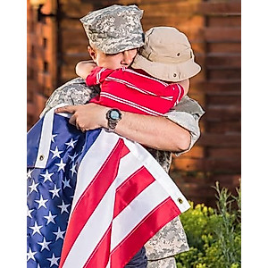 Oakville Furniture OF-72AF04 Outdoor American US Flag with Embroidered Stars, Sewn Stripes & Brass Grommets, 6X10 FT, Blue