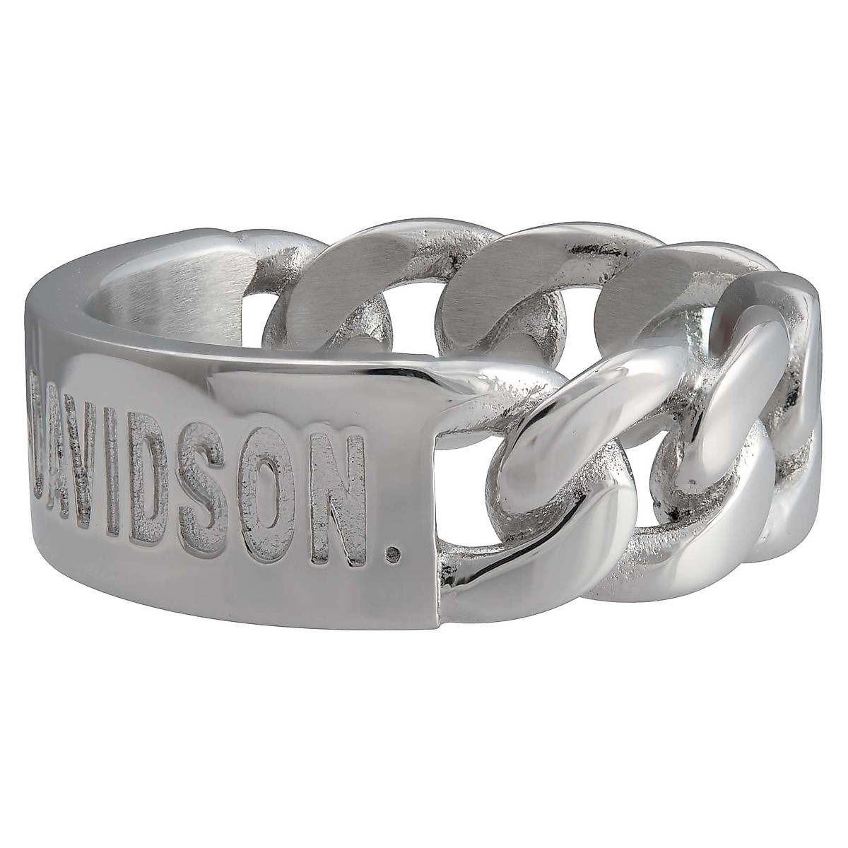 Harley-Davidson Women's H-D Script Bar Curb Link Ring - Stainless Steel (6)