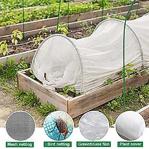 Garden Hoops for Raised Beds,6Pcs 33x26 Greenhouse Hoops with 12 Clips,Rustproof Steel Garden Tunnel Row Cover Hoops Kit Mini Greenhouse Frame Plant Support Garden Stakes for Fabric Covers Netting