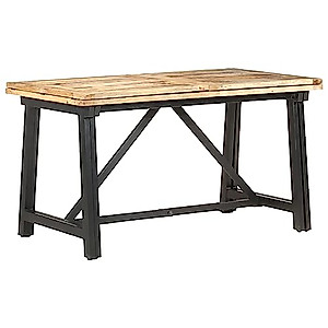 VRAXO Extendable Dining Table 110.2"x31.5"x29.5" Solid Mango Wood,Kitchen & Dining Room Tables-132.31lbs
