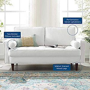 Modway Valour Performance Velvet Loveseat, White Valour Performance Velvet Loveseat