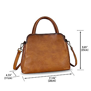 Genuine Leather Satchel Purse for Women Vintage Handmade Top Handle Handbag Designer Crossbody Bag Tote (Brown)