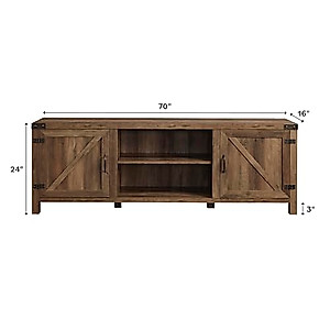 Walker Edison Georgetown Modern Farmhouse Double Barn Door TV Stand for TVs up to 80 Inches, 70 Inch, Rustic Oak, Without Fireplace, 15.75 x 70 x 24 inches