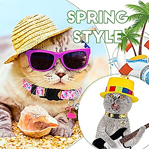 4 Pieces Cat Collars Breakaway with Bell and Pendants Colorful Summer Cat Safety Collar Adjustable Collar for Cats Cute Kitten Collar Set Cat Collar for Pet Kitten Supplies (Cute Style,Medium)