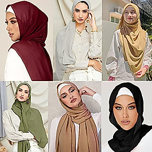 6 Pcs Soft Chiffon Scarf Shawl Long Scarf Wrap for Evening Dresses, Chiffon Hijab Scarves Headwrap for Women(Set 01)