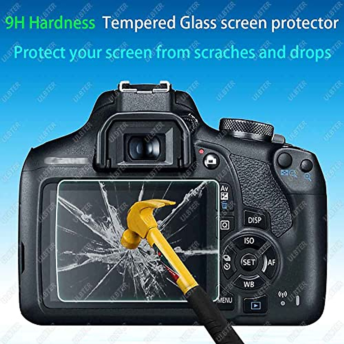 ULBTER Rebel T7 T6 Screen Protector for Canon EOS Rebel T7 T6 T5 DSLR Camera & Hot Shoe Cover, [2+3Pack] 0.3mm 9H Hardness Tempered Glass Flim Anti-Scrach Anti-Fingerprint Anti-Bubble