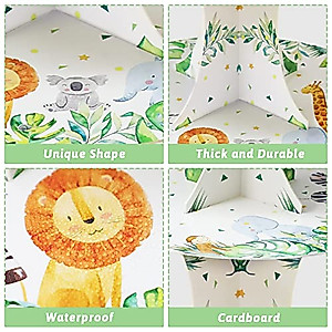 Baby Jungle Safari Birthday Cupcake Stand with 24pcs Cupcake Toppers for Safari Animals Theme Party Decorations 3 Tire Jungle Theme Cupcake Dessert Holder for Forest Wild One Baby Shower