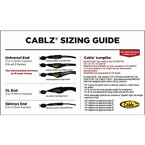 Cablz Zipz Adjustable Eyewear Retainer | Adjustable, Lightweight, Low Profile, Off-The-Neck Eyewear Retainer Strap | Black | 18" w/Regular Tip