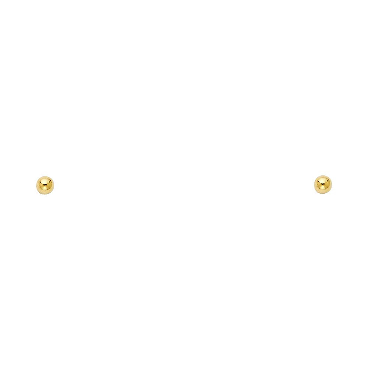 Wellingsale 14K Yellow Gold Polished 2MM Ball Stud Earrings With Screw Back