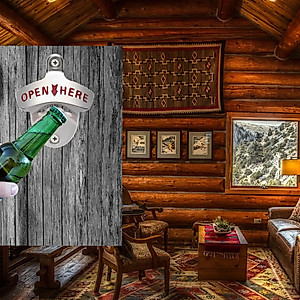 Luwanburg Stainless Wall Mounted Magnetic Beer Bottle Opener- Silver Magnetic Bottle Cap Opener Mountable (Pack of 2)