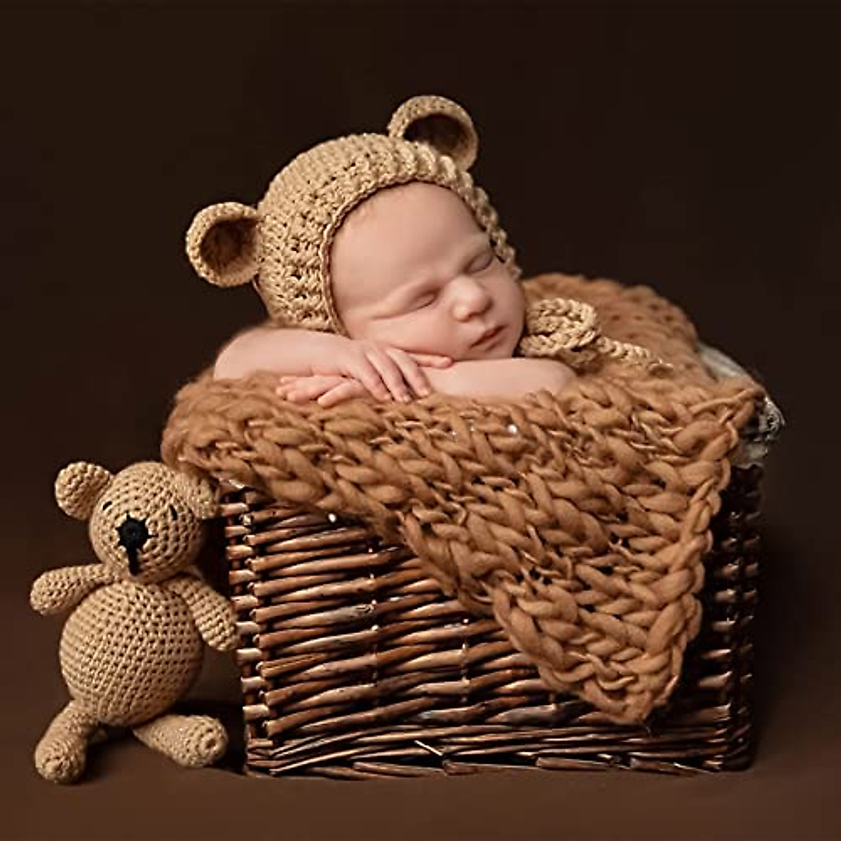 M&G House Newborn Wrap Baby Photography Wool Wrap Baby Photo Props Baskets Filler Rug(Light Tan)