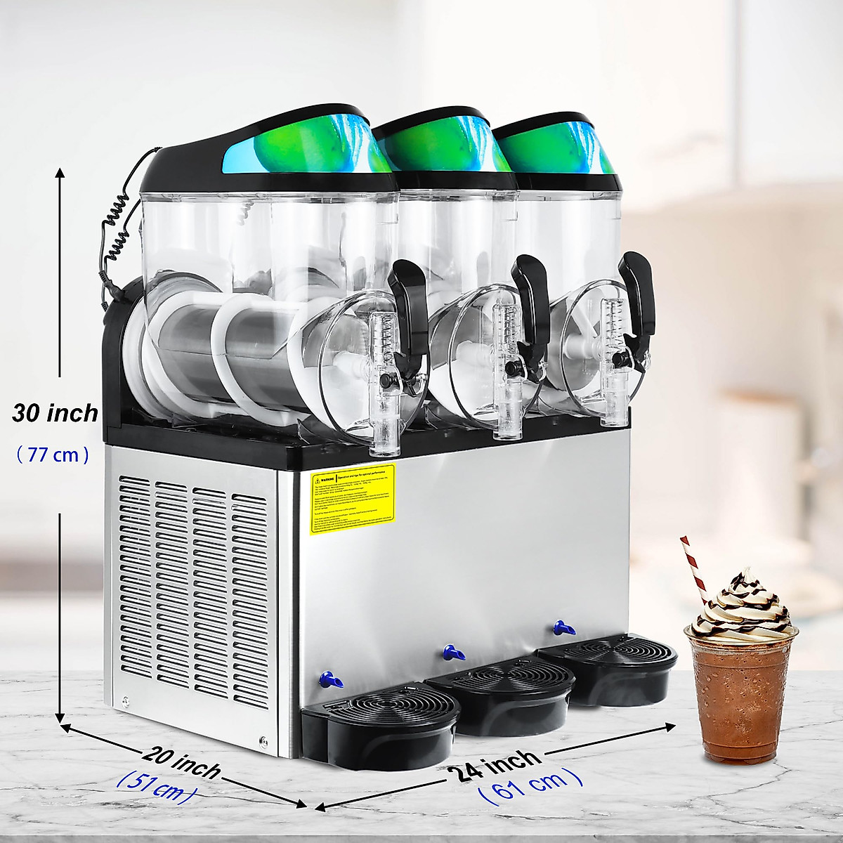 REEGIN-TECH Commercial Slushy Machine 110V/60HZ, Margarita Machine Granita Frozen Beverage Machine Slushie Maker Juice Beer Syrup Cocktail for Bar Buffet Cafe Restaurant Party (3 Tanks 9.6 Gallons)