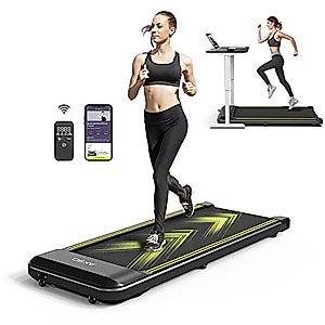 AKSO Walking Pad Under-Desk Treadmill, 300lbs Capacity, Quiet 3.8mph, LED Display Remote Control &APP, Portable Mini Desk Treadmill for Home Office Small Apartment
