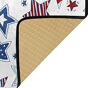 SLHKPNS 4th of July Patriotic Kitchen Rugs,American Flag Rug Non-Slip Kitchen Mat Comfort Runner Doormat 39x20 Inch Soft Floor Mat for Home Decor