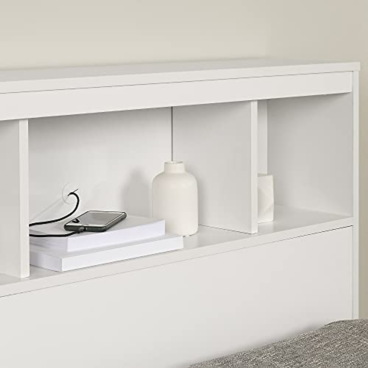 South Shore Summertime Bookcase Headboard, Twin, Pure White