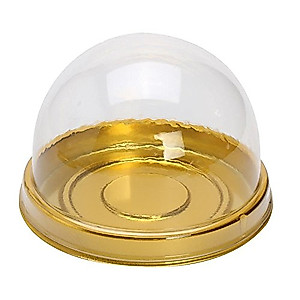 Katoot@ Gold Black Clear Plastic Mini Cupcake Boxes 50Pcs/Set Cake Packing Boxes Muffin Pod Dome Box Wedding Birthday Gifts Boxes (Gold)