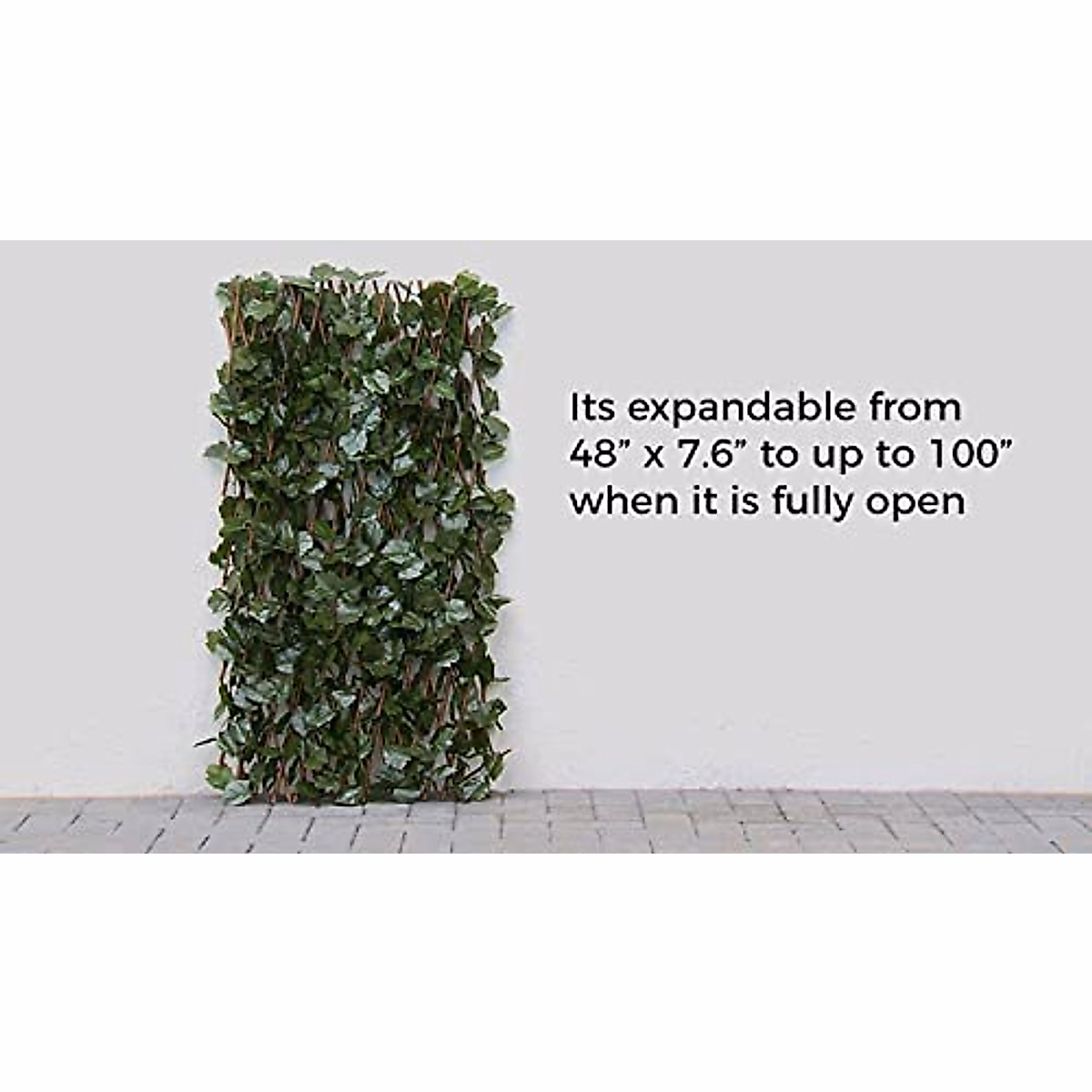 Verseo Artificial Ivy Privacy Fencing System, Faux Ivy Vine & Willow Branch Lattice, Adjustable Ivy Wall Privacy Screen, Expandable Horizontal or Vertical up to 96" (Set of 2, for 192" of Coverage)