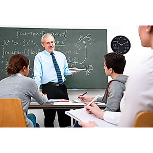 Bernhard Products Math Wall Clock Black 12 Inch Silent Non-Ticking Unique Gift for Teacher/Student/Engineer Graduate Quartz Round Battery Operated, Home Office School Classroom, Mathematical Equations