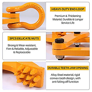 Pallet Puller Clamp 1T/2204LBS Pallet Jack Puller Steel Single Scissor Hook Puller, 5 Inch Jaw Opening Pallet Grabber Heavy Duty Forklift Material Handling Stump Puller Pulling Hoisting Wood-Yellow