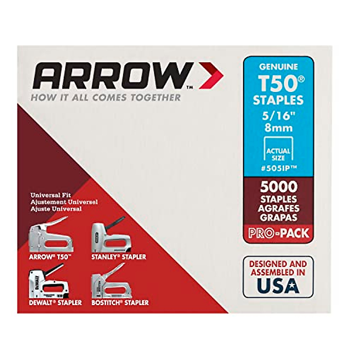 Arrow Fastener 505IP Genuine T50 5/16-Inch Staples, 5,000-Pack