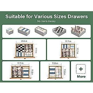 Kootek 10 Pack Drawer Organizers for Clothing, 92 Cell Dresser Organizer Socks Underwear Organizer Fabric Foldable Dividers Closet Organizers and Storage Boxes for Baby Clothes, Bra, Ties, Scarf