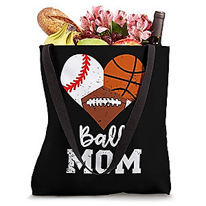 Ball Mom Funny Baseball Football Basketball Mom Tote Bag