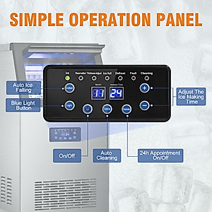 RAPSUAR Commercial Ice Maker Machine, 120Lbs/24H with 30Lbs Storage Bin, 40Pcs Ice Cubes 6Mins, 2-Way Add Water Under Counter Freestanding Ice Maker Commercial for Home Bar Office