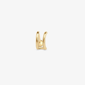 14K Yellow Gold Double Wire Ear Cuff Wrap Cartilage Huggie Hoop Earring Internally Threaded Upper Ear Piercing Hypoallergenic Helix Cartilage Lobe Tragus Upper Piercing - Sold Separately