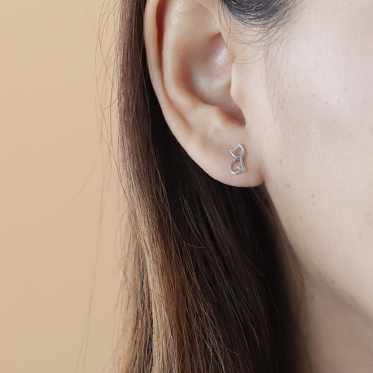 Boma Jewelry Sterling Silver Cut Out Cat Stud Earrings