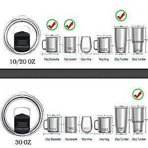 FXTNKYY 2Pcs Tumbler Lid,Yeti Lids 20 oz Replacement Lid,Fits YETI Rambler Or Old Style Rtic Coffee Tumbler,Replacement Magnetic Slider, Magnetic Spill Proof Tumbler Cover (20 oz, 2Pcs Black)